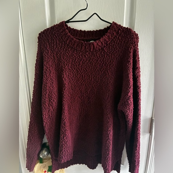 bobeau | Sweaters | Pretty Wine Teddy Bear Style Sweater Xl | Poshmark